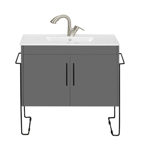 波顿 1000mm 浴室柜组合含毛巾杆(高级灰)(单孔)=BC6101-001GY+BC6104-101 -Moen摩恩中国官网