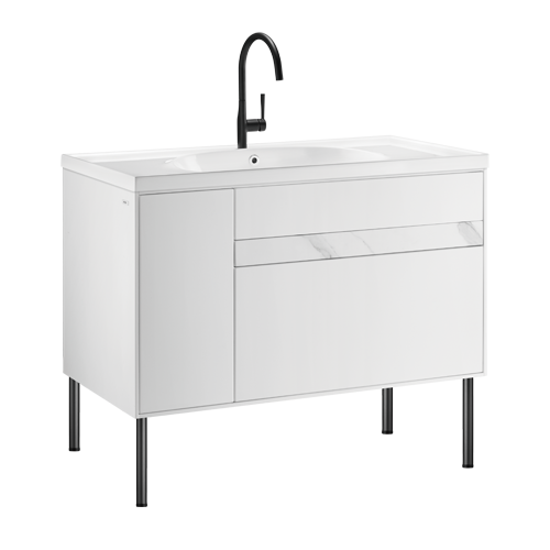 图灵 A2 1000 浴室柜组合(意象白)(单孔)= BC3901-001WHA2+BC3904-101 -Moen摩恩中国官网